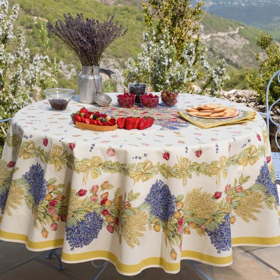 Nappe ronde coton rose lavande rose 1m80