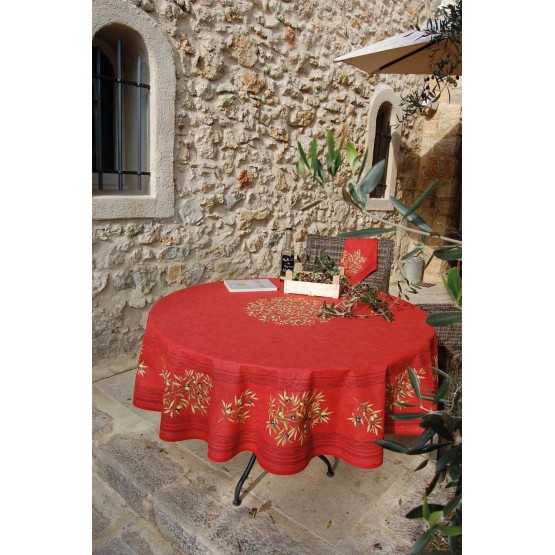Nappe provençale ronde 1m80 Clos des oliviers rouge